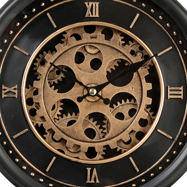 Black Metal Moving Gears Bedside Floating Desk Clock – Decor Home